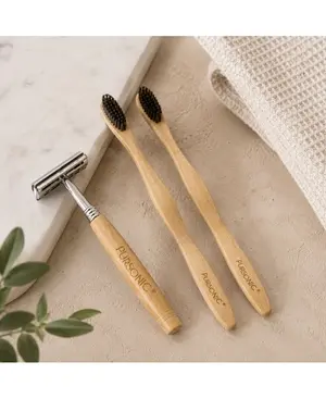 PURSONIC Eco Friendly Razor & Toothbrushes Combo Pack - Beige