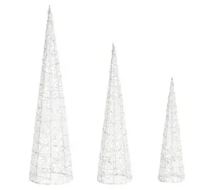GLITZHOME 23' Led Lighted Christmas Cone Trees /3