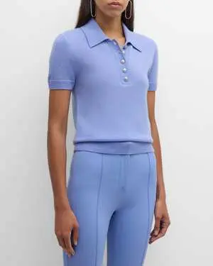 Veronica Beard Brandt Cashmere Polo Top