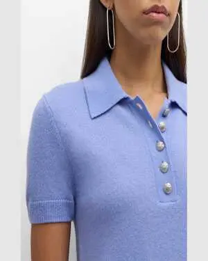 Veronica Beard Brandt Cashmere Polo Top