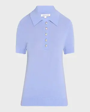 Veronica Beard Brandt Cashmere Polo Top