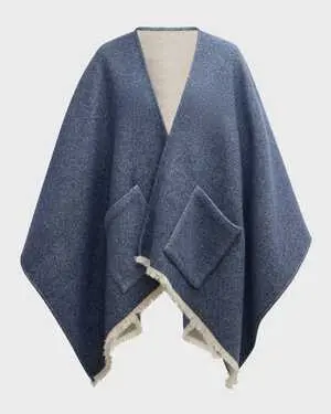 Alonpi Fringed Cashmere-blend Cape With Pockets