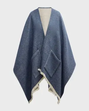 Alonpi Fringed Cashmere-blend Cape With Pockets