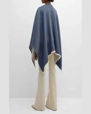 Alonpi Fringed Cashmere-blend Cape With Pockets