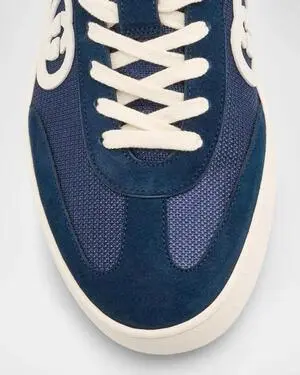 Gucci G75 Canvas And Suede Low-top Sneakers - Blue