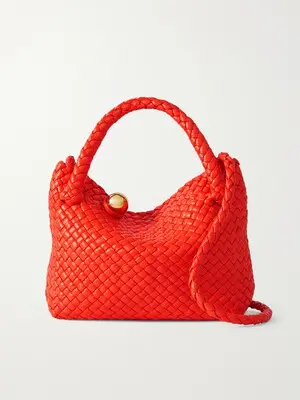 Bottega Veneta Mini Intrecciato Leather Shoulder Bag - Orange
