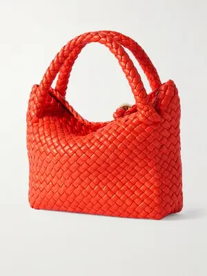 Bottega Veneta Mini Intrecciato Leather Shoulder Bag - Orange