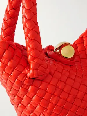 Bottega Veneta Mini Intrecciato Leather Shoulder Bag - Orange