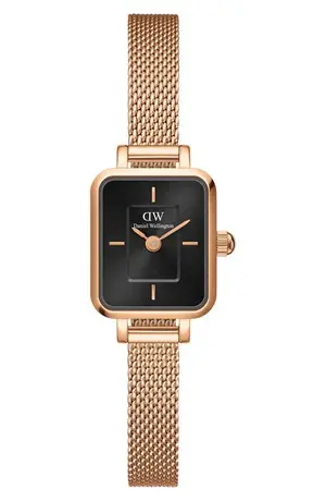 DANIEL WELLINGTON Quadro Melrose Mesh Strap Watch - Rose Gold