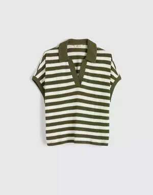 Madewell Striped Relaxed V-neck Polo Shirt - Faded Ivy