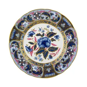 ROYAL CROWN DERBY Imari Accent Plate Blue Camellias - Multi