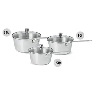 CRISTEL 1826 Collection 3 Pc Stainless Steel Saucepans With Lids Set - No Color