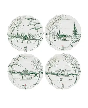 JULISKA Country Estate Winter Frolic Party Plate Assorted Set/4 Evergreen