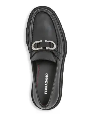 FERRAGAMO Gancini Leather Loafers - Nero