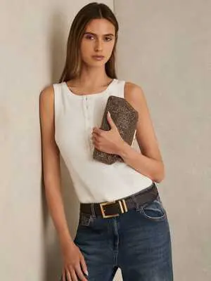 REISS Adaline Embellished Clutch - Gold