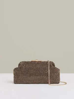REISS Adaline Embellished Clutch - Gold