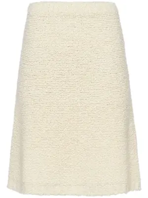 Prada Bouclé Knitted Wool Skirt - Neutrals
