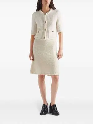 Prada Bouclé Knitted Wool Skirt - Neutrals