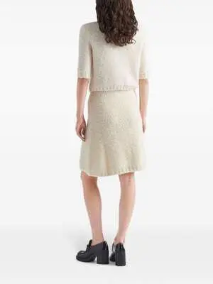 Prada Bouclé Knitted Wool Skirt - Neutrals