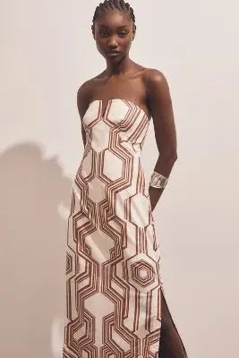 Anthropologie By Anthropologie Notched Midi Dress Multicolor