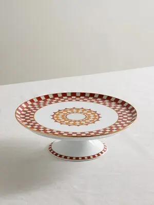 La DoubleJ Gold-plated Porcelain Cake Stand - Orange