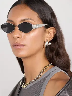Celine Triomphe Hexagon-Frame Sunglasses - Silver | Editorialist