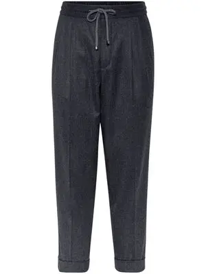 Brunello Cucinelli Drawstring-waistband Wool Trousers - Grey