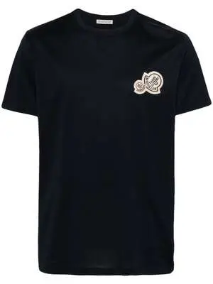 Moncler Double Logo-patch Cotton T-shirt - Blue