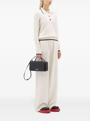 MSGM Logo-embroidered Wide-leg Trousers