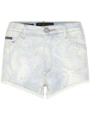Philipp Plein Abstract-pattern Denim Shorts