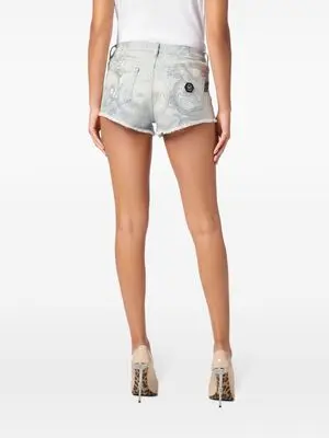 Philipp Plein Abstract-pattern Denim Shorts