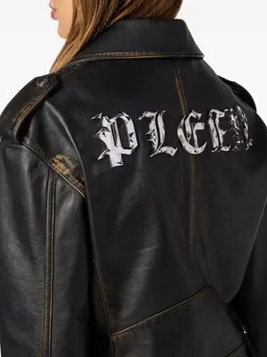 Philipp Plein Logo-lettering Leather Biker Jacket
