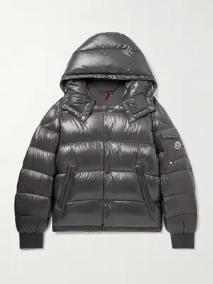 Moncler Maljasset Slim-fit Quilted Lacquered-nylon Hooded Down Jacket - Gray