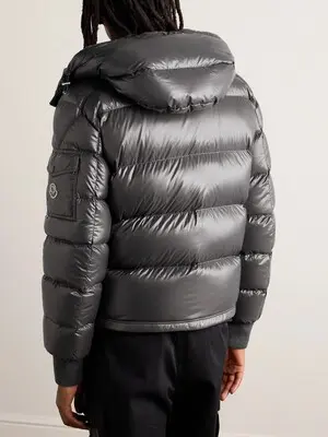 Moncler Maljasset Slim-fit Quilted Lacquered-nylon Hooded Down Jacket - Gray