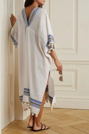 Lafayette 148 New York Hurston Pompom-embellished Voile Kaftan