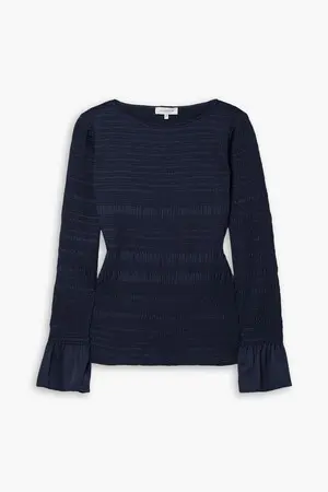 Lafayette 148 New York Shirred Crepe De Chine Top