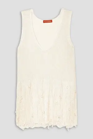 Altuzarra Wyman Faux Pearl-Embellished Silk Tank - Ivory