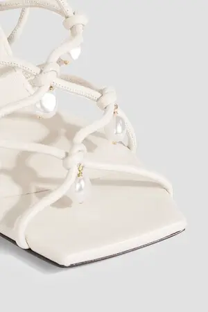 Altuzarra Faux Pearl-embellished Knotted Leather Sandals