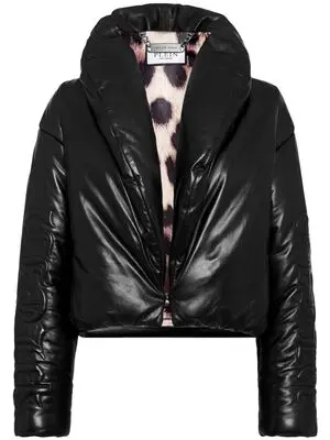 Philipp Plein Skull & Bones Leather Biker Jacket