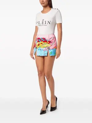 Philipp Plein Crystal-embellished Graffiti-print Miniskirt