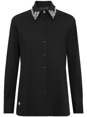 Philipp Plein Crystal-embellished Cotton Shirt - Black