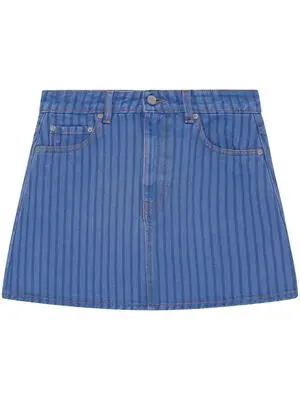 GANNI Striped Denim Mini Skirt