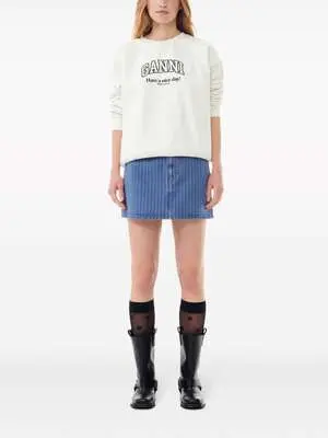 GANNI Striped Denim Mini Skirt