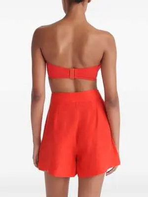 ERES High-waisted Linen Shorts - Red