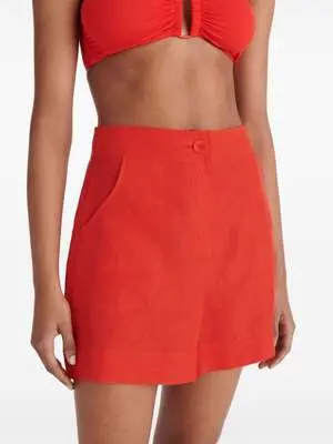 ERES High-waisted Linen Shorts - Red