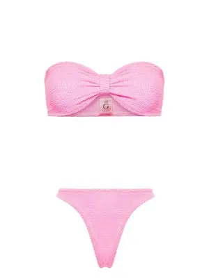 Hunza G Tina Crinkle Bandeau Bikini Set - Pink