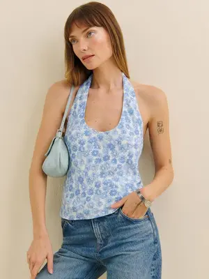 REFORMATION Kylo Top - Blue Daisy