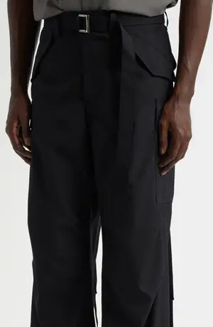 Sacai Wool-blend Cargo Pants - Black 001