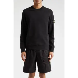 Stone Island Crewneck Cotton Fleece Sweatshirt