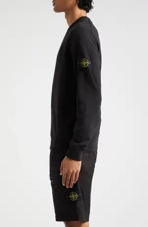 Stone Island Crewneck Cotton Fleece Sweatshirt